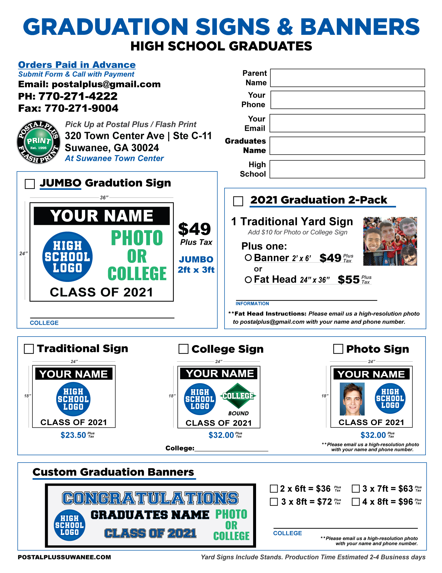 Graduation Signs and Banners | Suwanee, GA | Postal Plus / Flash Print