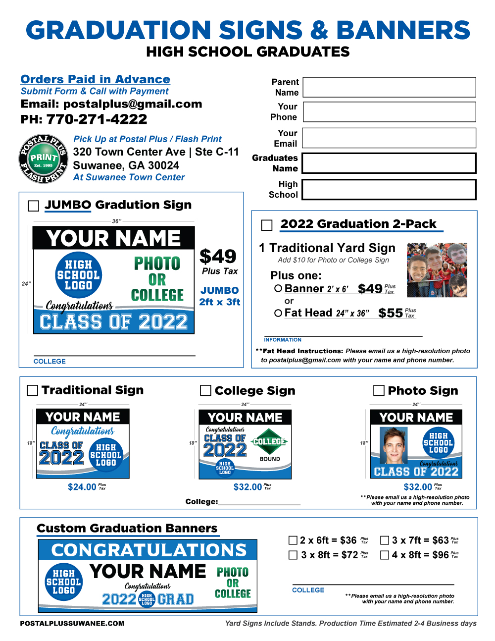 Graduation Signs and Banners | Suwanee, GA | Postal Plus / Flash Print